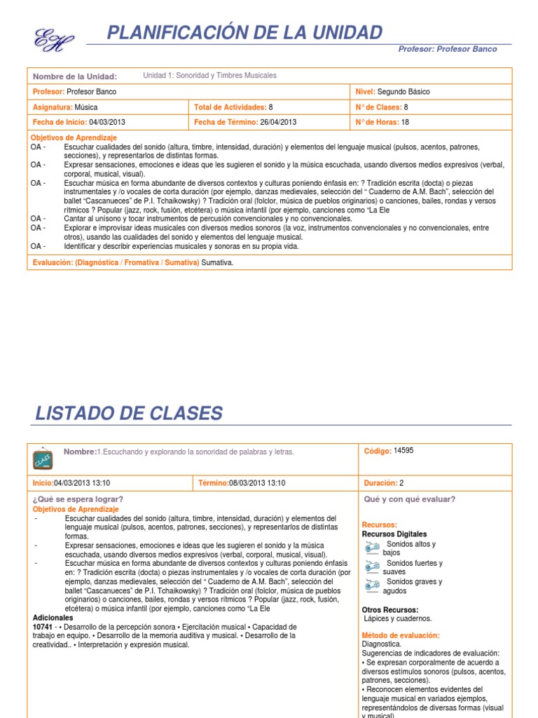 Unidad 1 Sonoridad y Timbres Musicales | PDF | Ritmo | Sonido