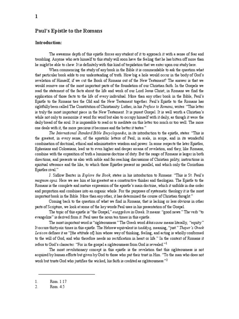 1 Paul's Epistle To The Romans | PDF | Epistle To The Romans | The Gospel