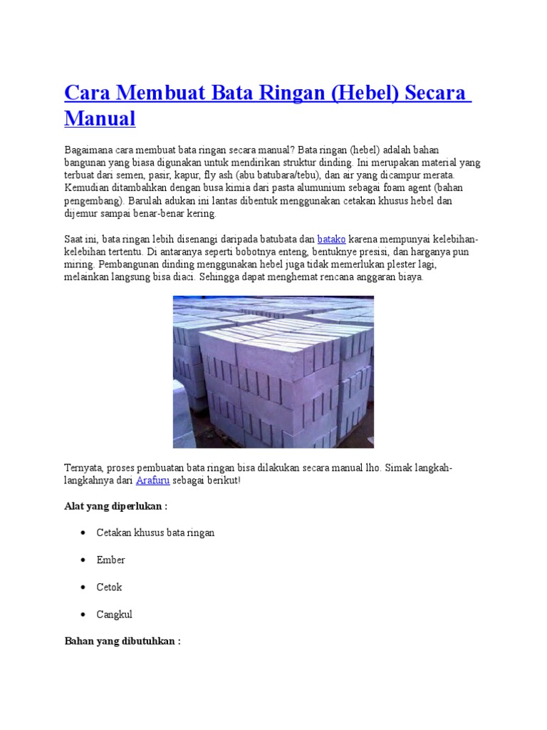 Cara Membuat Bata Ringan | PDF