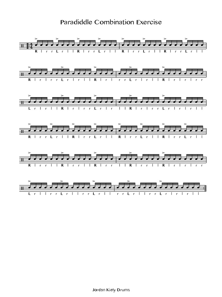 Paradiddle Combination Exercise | PDF