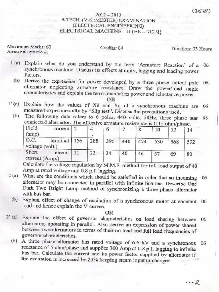 B.tech. Electrical V Semester | PDF