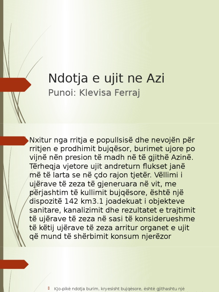 Ndotja e Ujit Ne Azi Klevisa | PDF