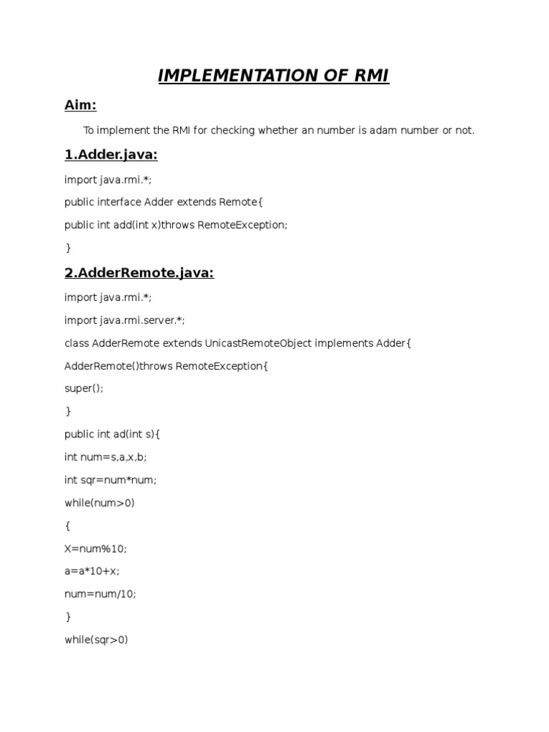 Distributed Systems Assignment Rmi | PDF