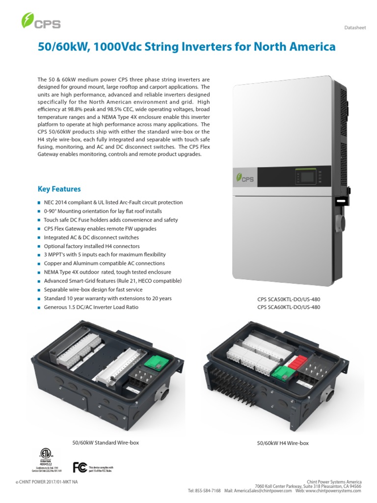 Cps Sca50 60ktl Do Us 480 Datasheet | PDF | Power Inverter | Fuse ...