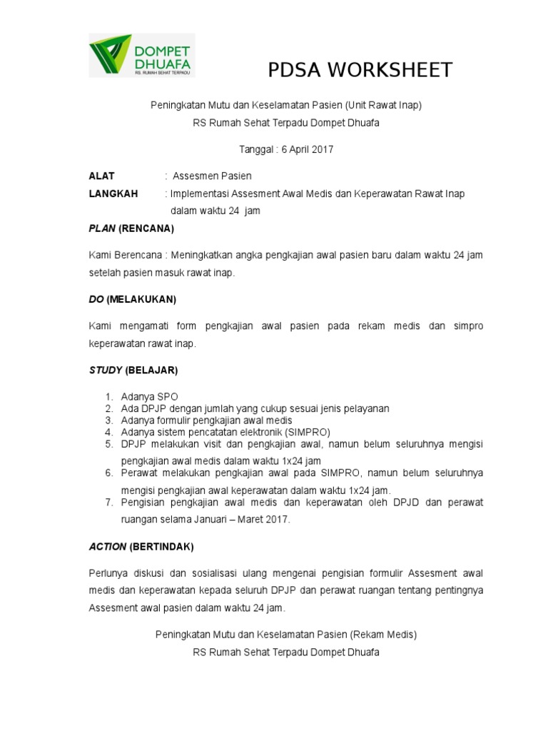 PDSA Assessment Pasien | PDF