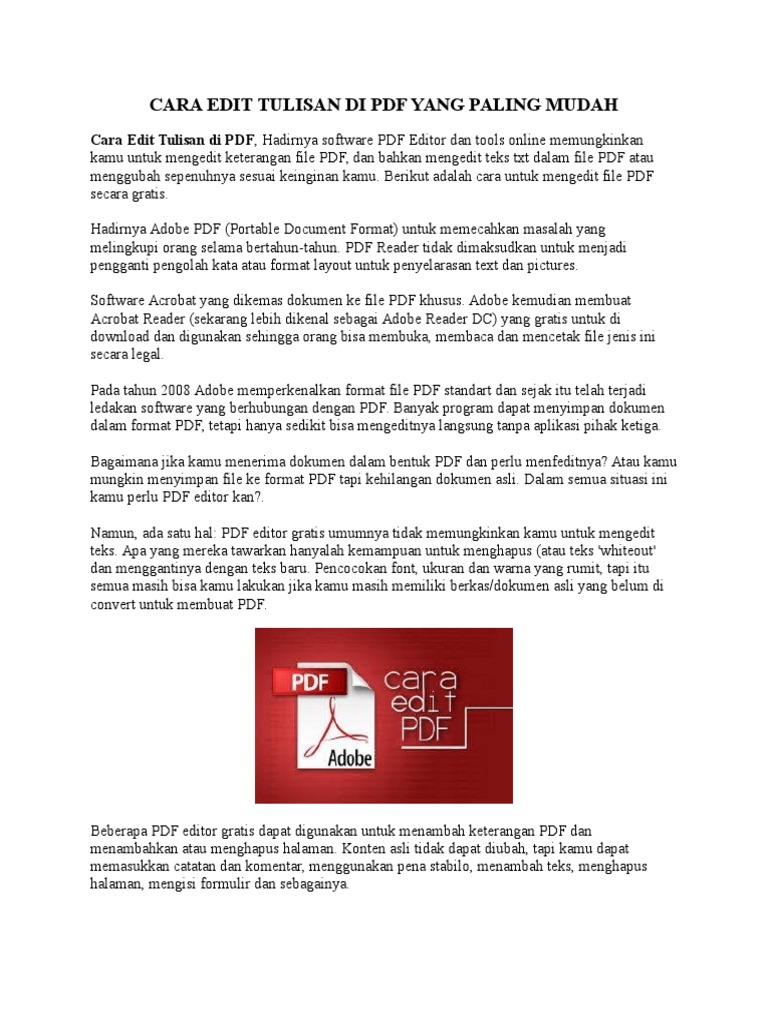 Cara Edit Tulisan Di PDF Yang Paling Mudah | PDF
