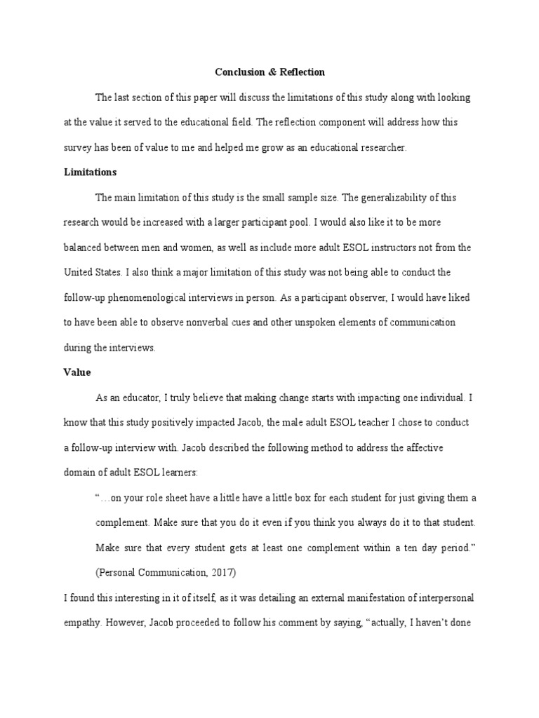Conclusion and Reflection | PDF | English As A Second Or Foreign ...