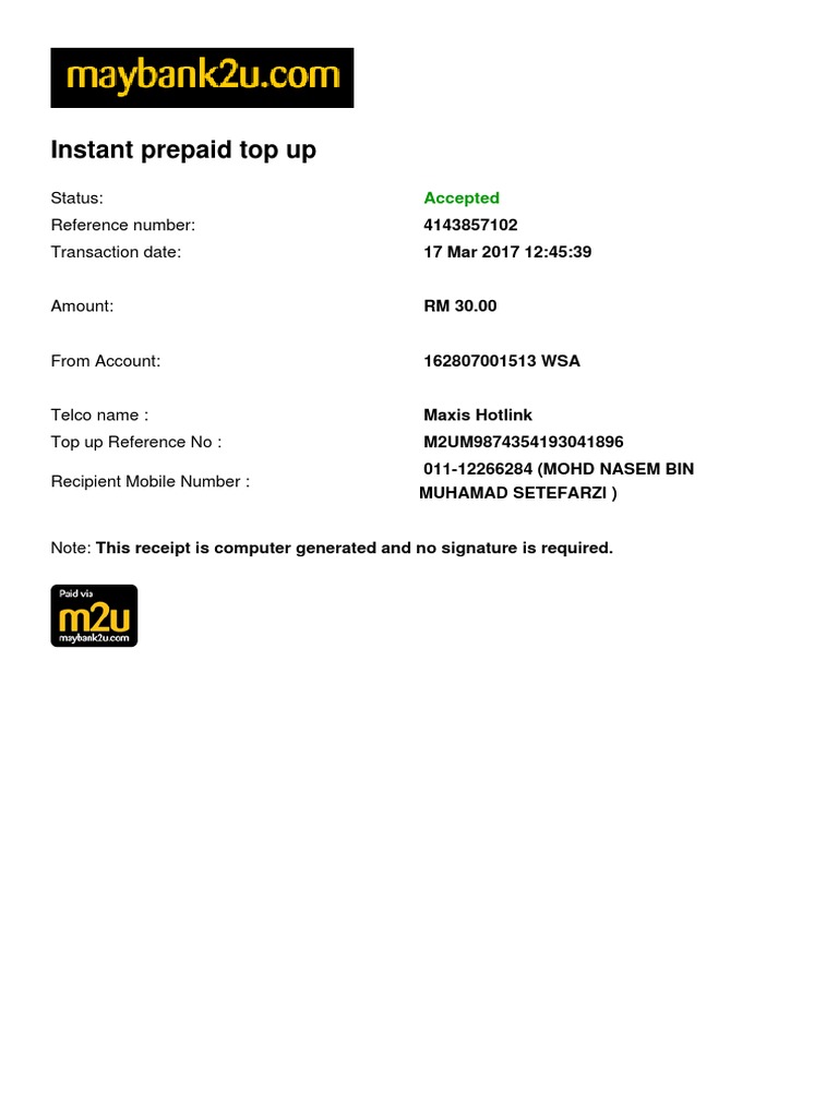 Instant Prepaid Top Up: Accepted | PDF