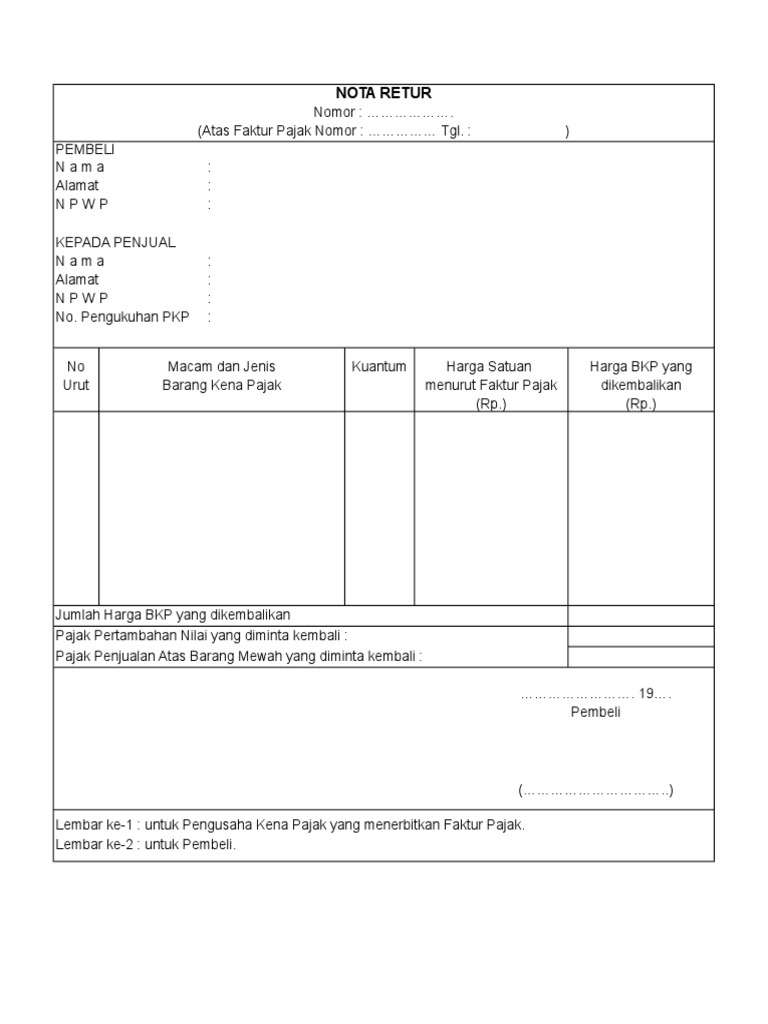 Nota Retur | PDF