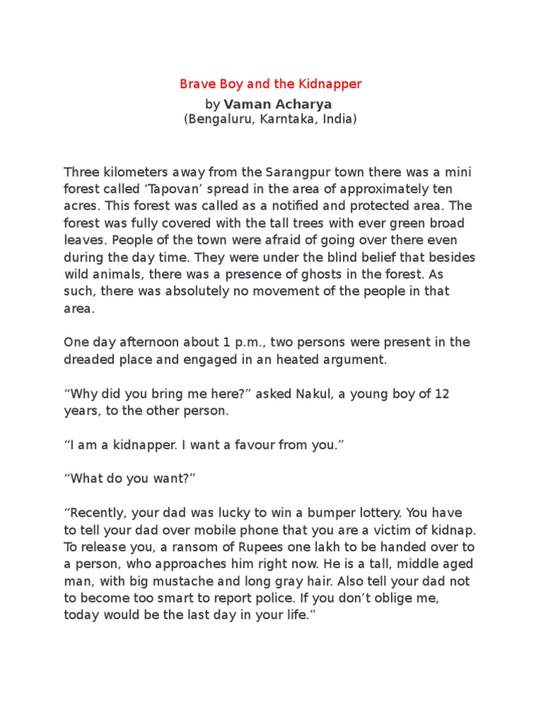 Nakul: The Brave Boy's Rescue Story | PDF | Kidnapping | Violence