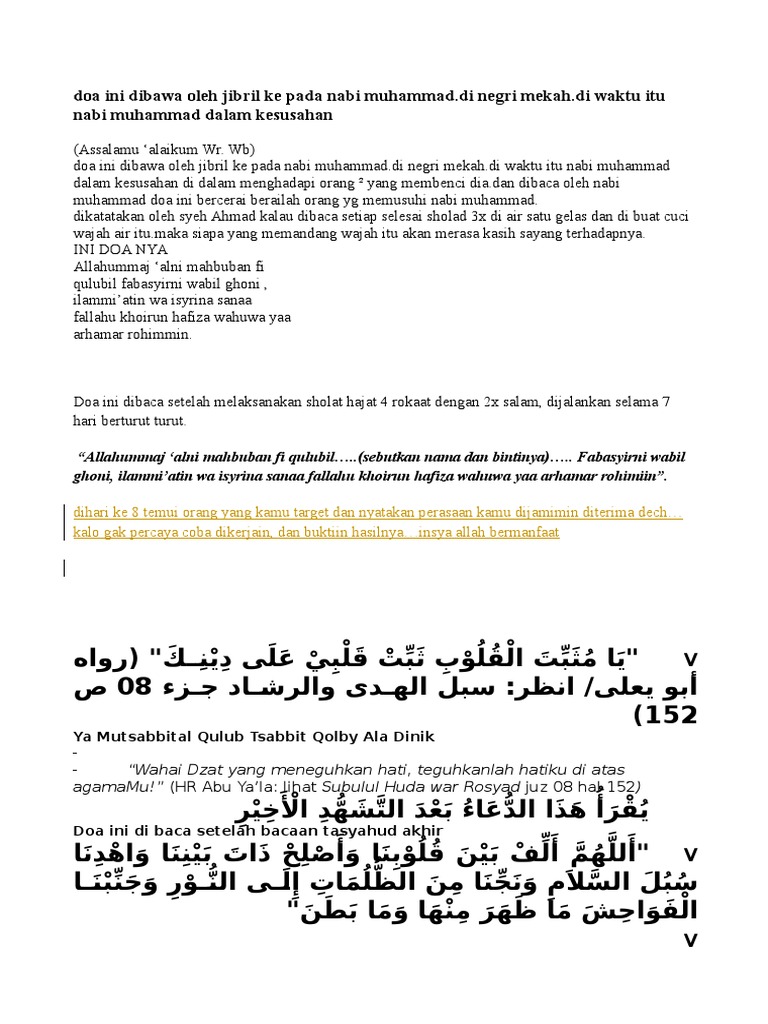 Doa Ini Dibawa Oleh Jibril Ke Pada Nabi Muhammad | PDF