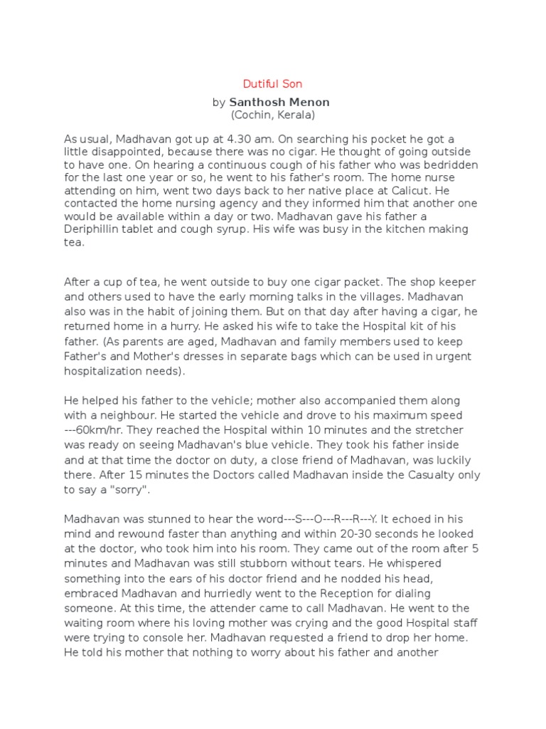 Dutiful Son Honors Father's Final Wish | PDF