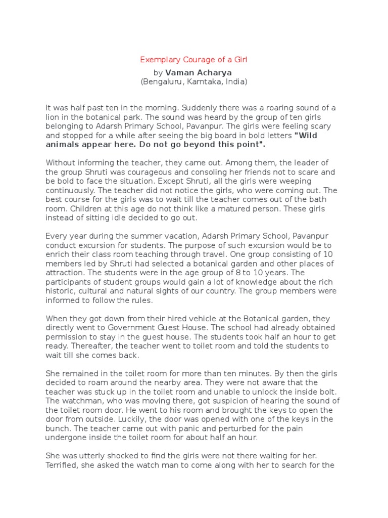 Exemplary Courage of A Girl Story | PDF | Religion & Spirituality