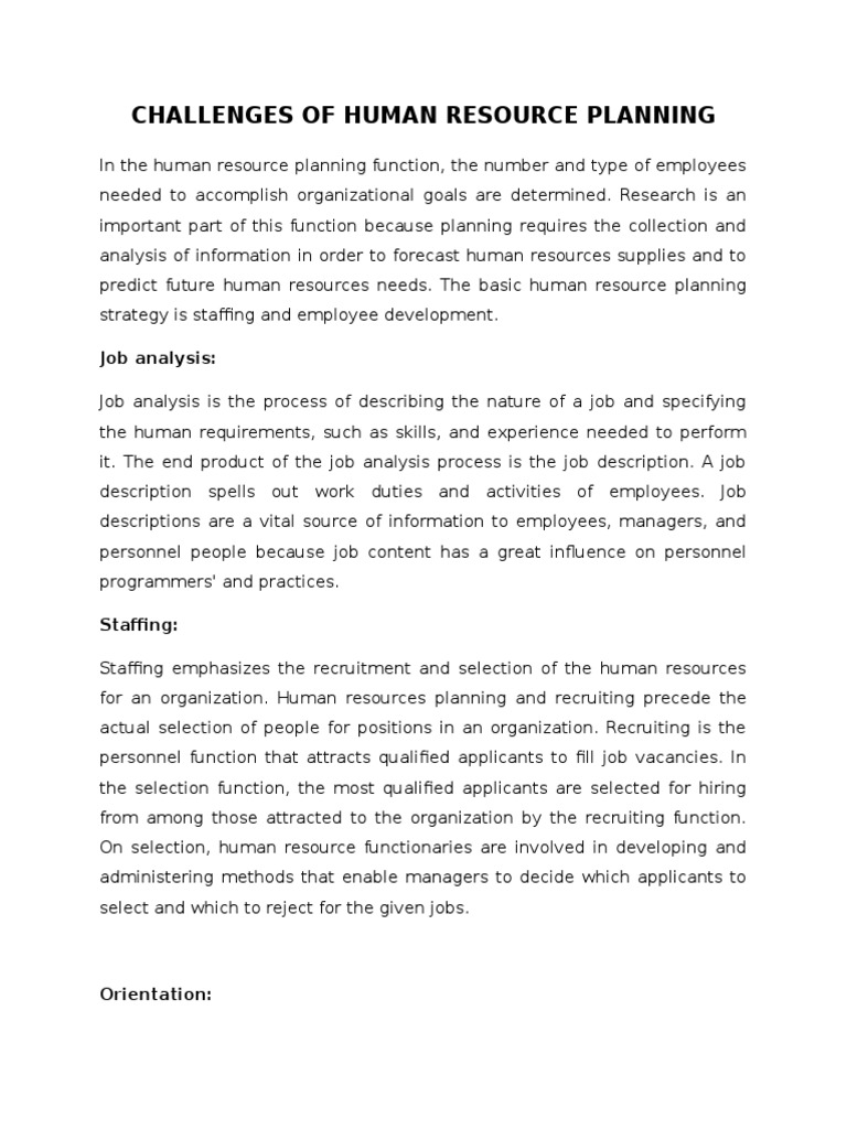 Challenges of Human Resource Planning | Download Free PDF | Performance ...
