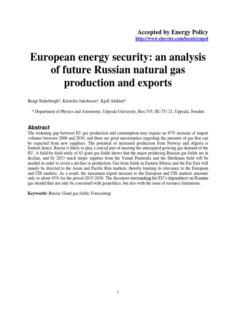 Future of Russian Gas Exports to EU | PDF | Oil Reserves | Industries