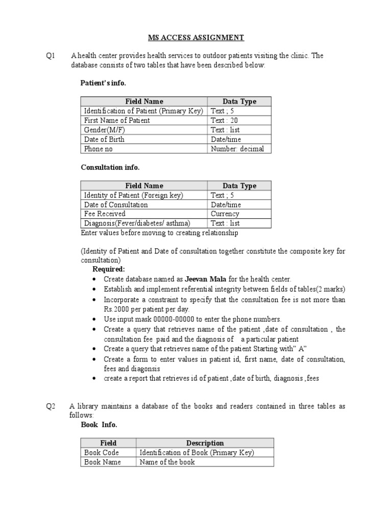 Access Questions | PDF | Information Retrieval | Databases