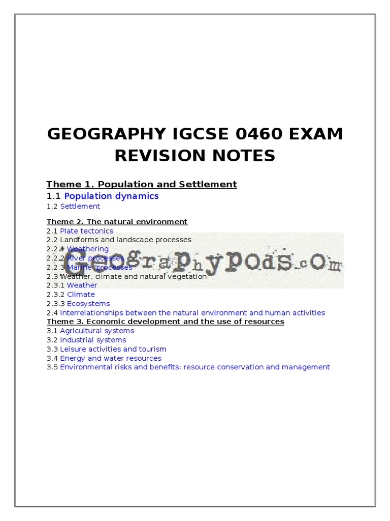 Revision Notes For All Topics (Geography) | PDF | Weathering | Volcano