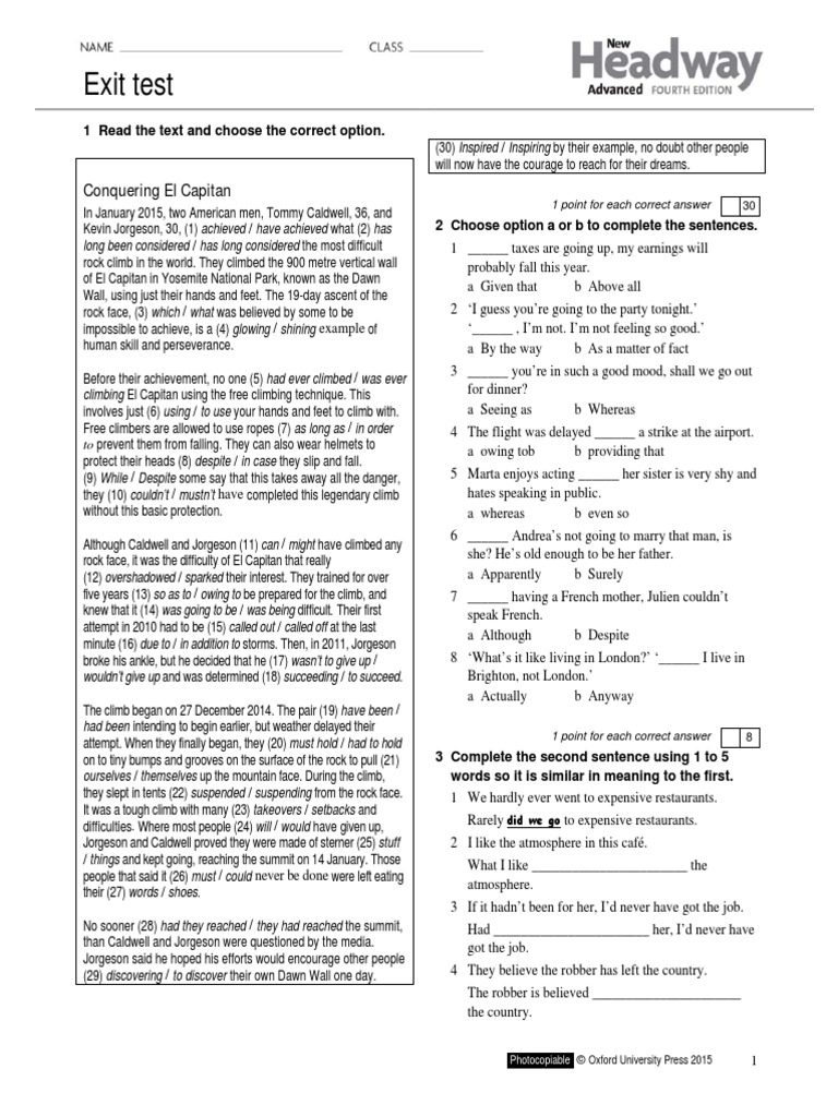 Exit Test | PDF | Leisure