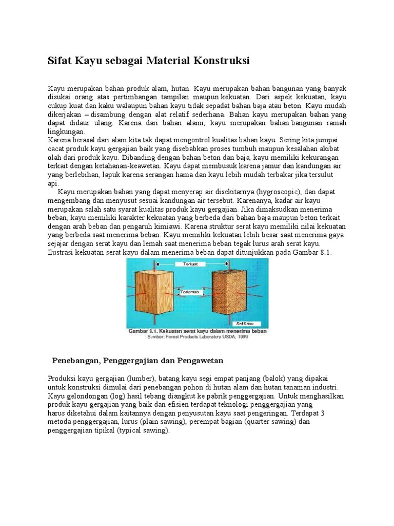 Sifat Kayu Sebagai Material Konstruksi | PDF | Sains & Matematika ...