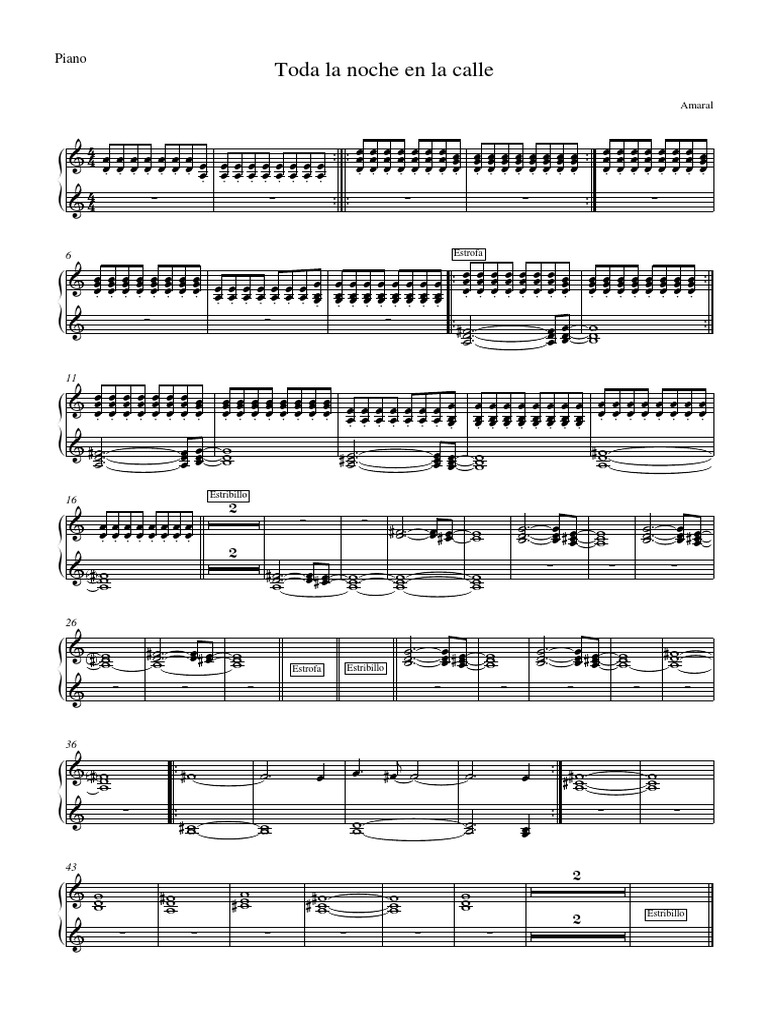 Toda La Noche en La Calle Piano | PDF