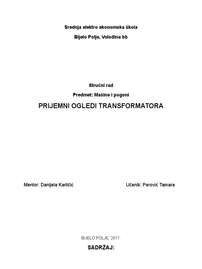 Prijemni Ogledi Transformatora | PDF