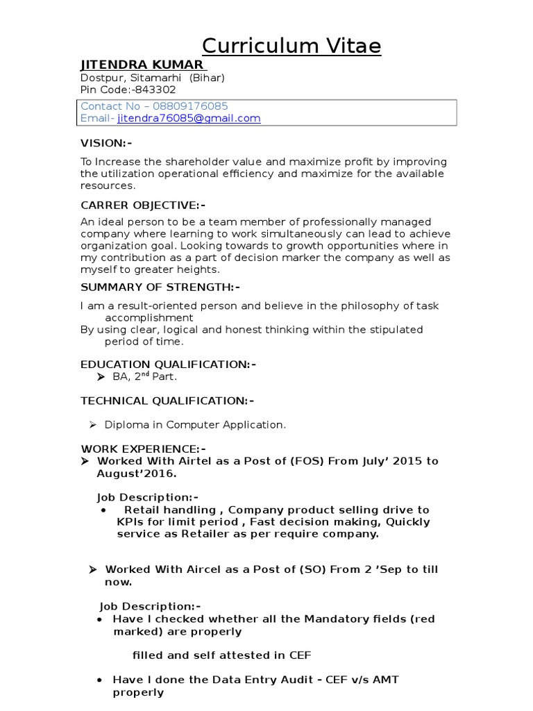 My Resume JITENDRA | PDF