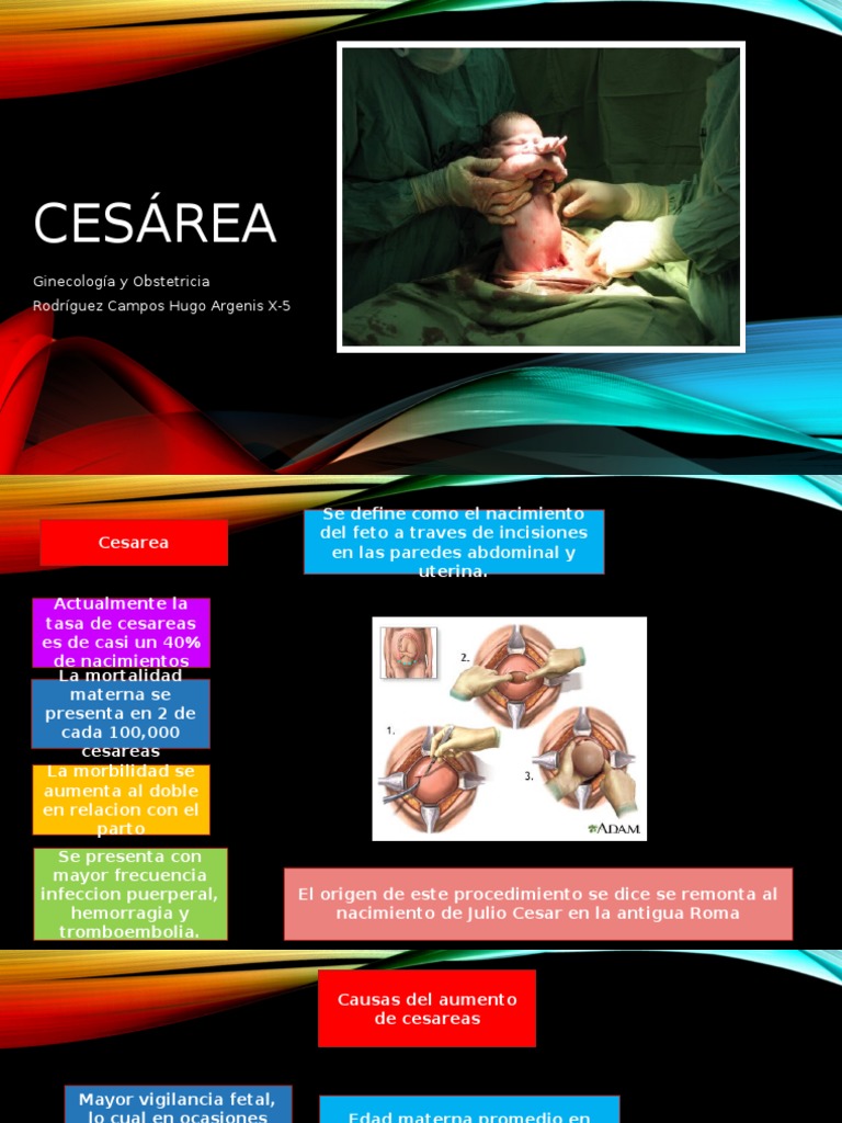 Procedimiento y causas de cesárea | PDF