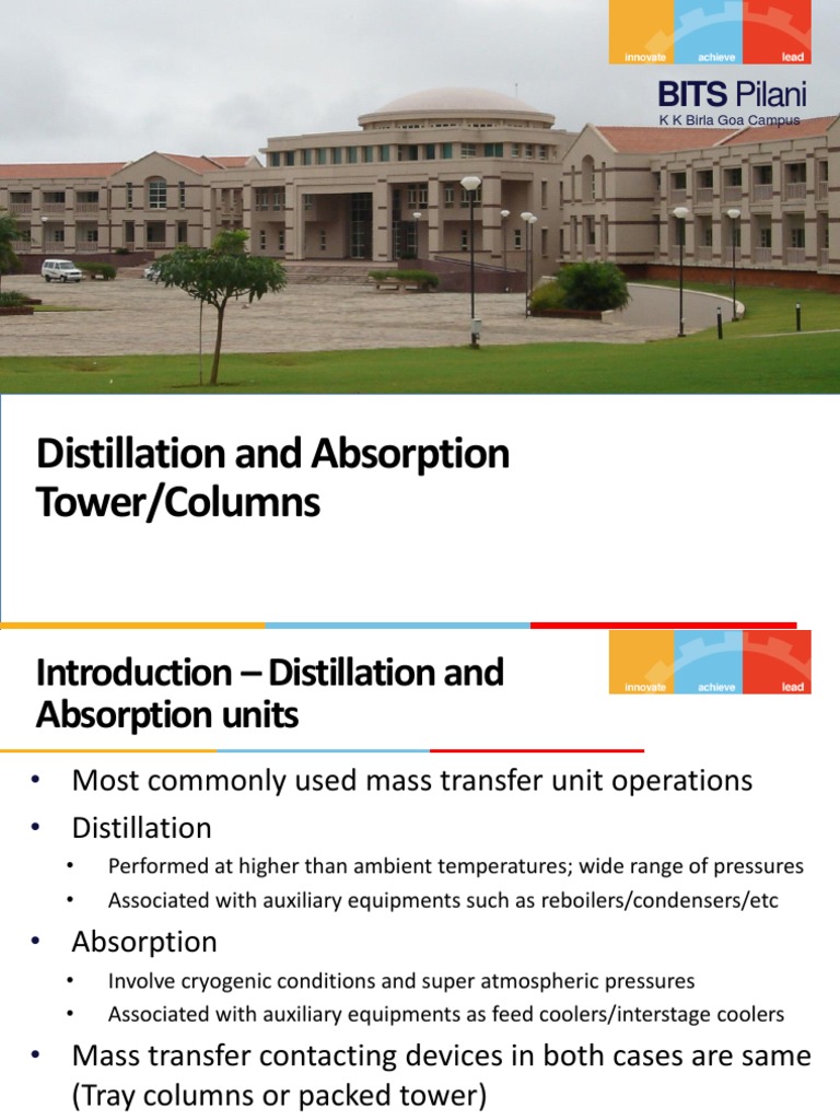 Distillation and Absorption Towers Overview | PDF | Distillation ...