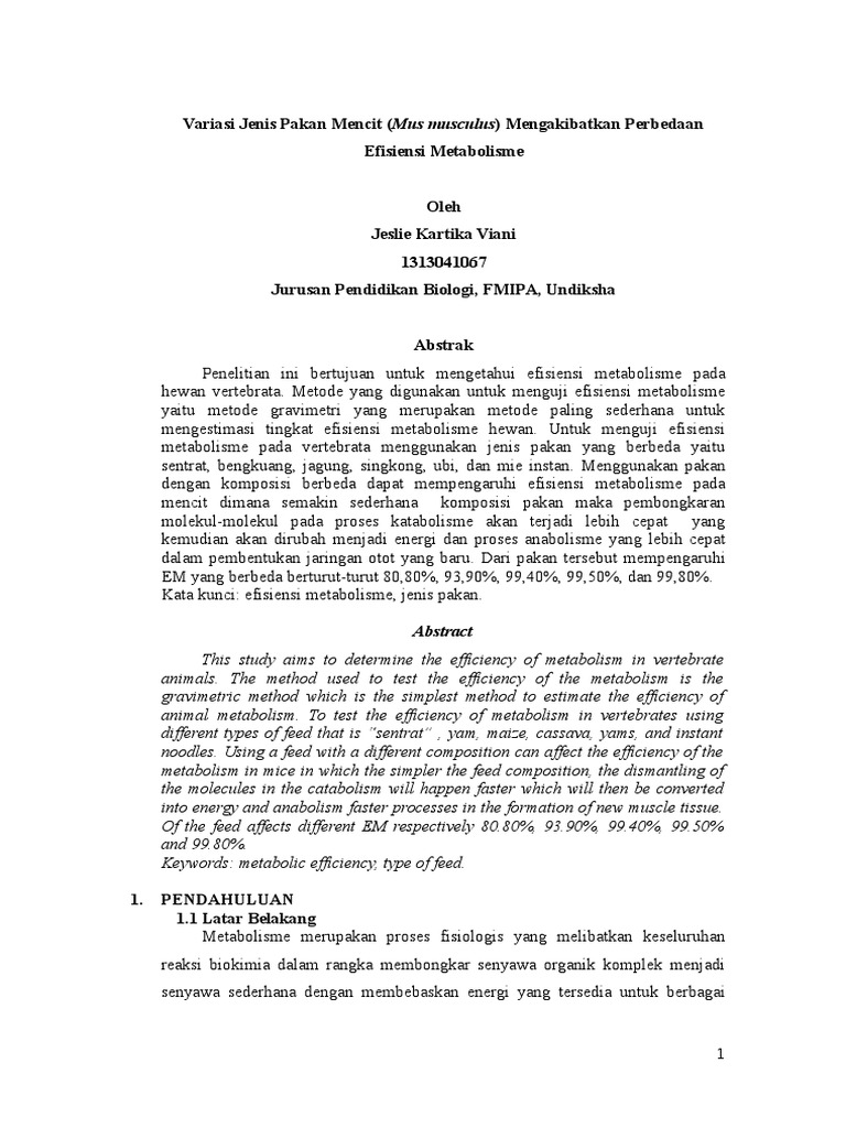 Variasi Jenis Pakan Mencit | PDF