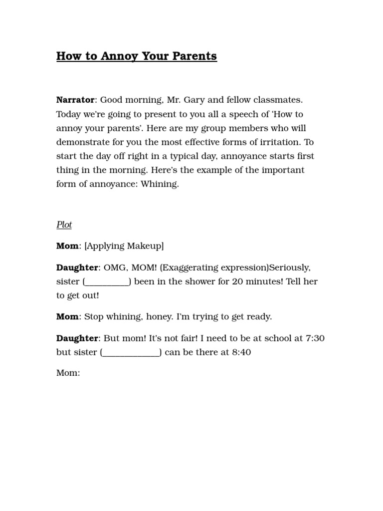 Ways To Annoy Your Parents | PDF
