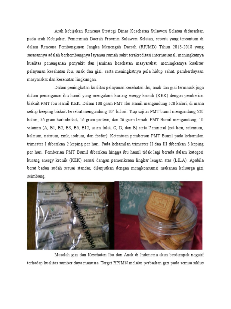 PMT Biskuit Bumil KEK Di Sulsel | PDF