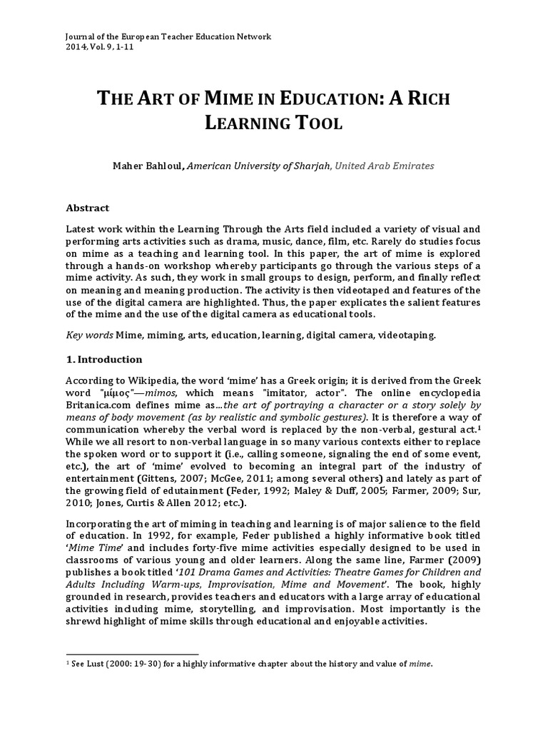 The Art of Mime in Education | PDF | Triathlon | Cognition