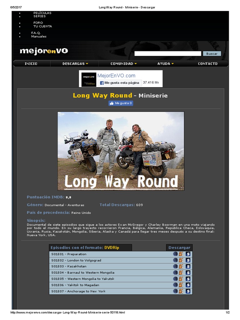 Long Way Round: Miniserie y Descargas | PDF | Motociclismo | Diarios de ...