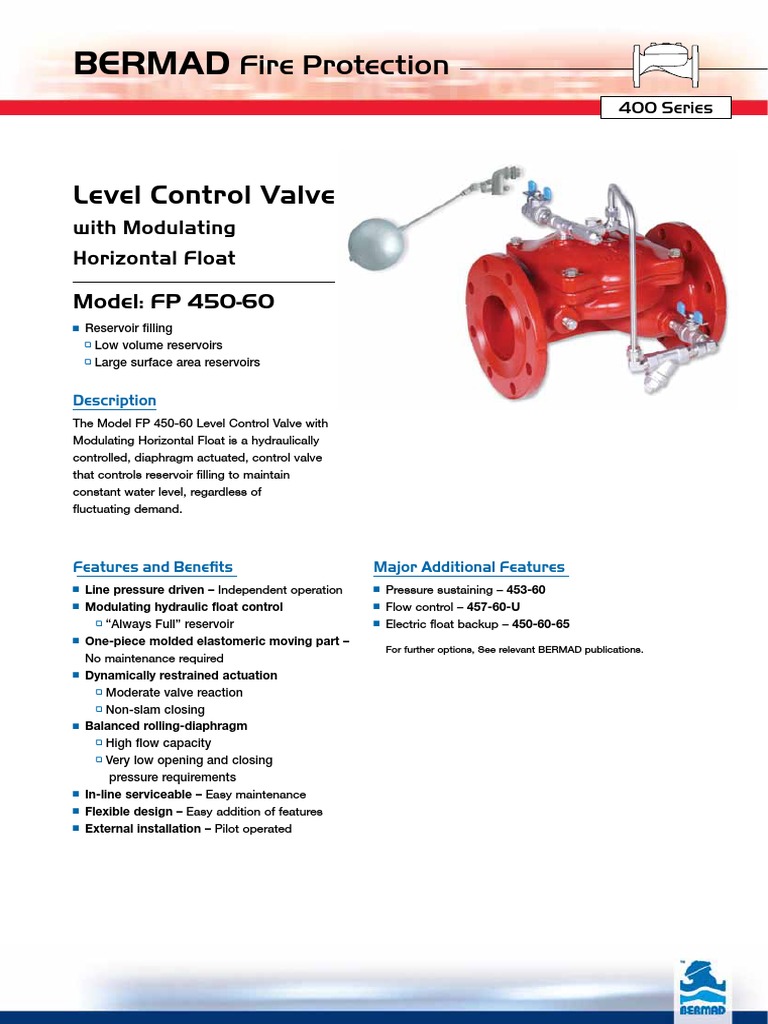 50 450 60 Final Bermad Float Valve | PDF | Valve | Buoyancy