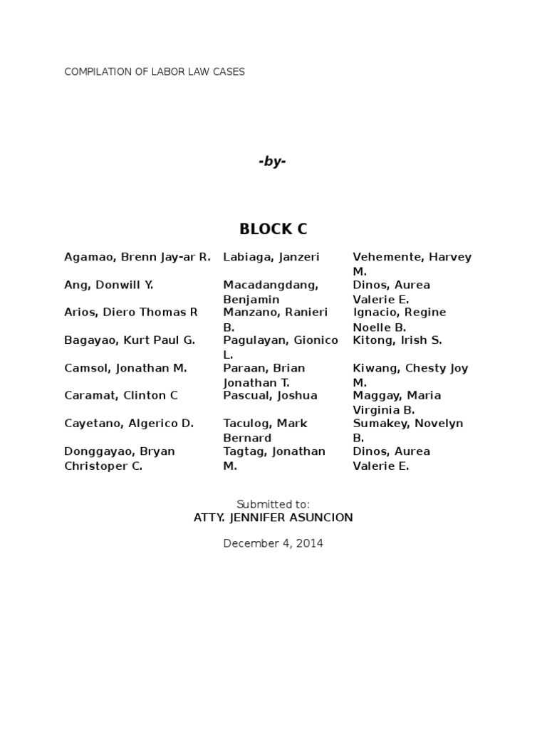 LABOR CASES COMPILaTION | PDF | Overtime | Employment