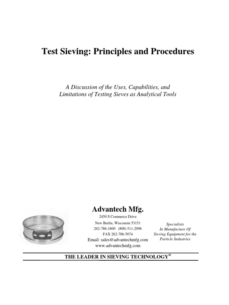 Testing Sieves Principles and Procedures PDF | PDF | Powder (Substance ...