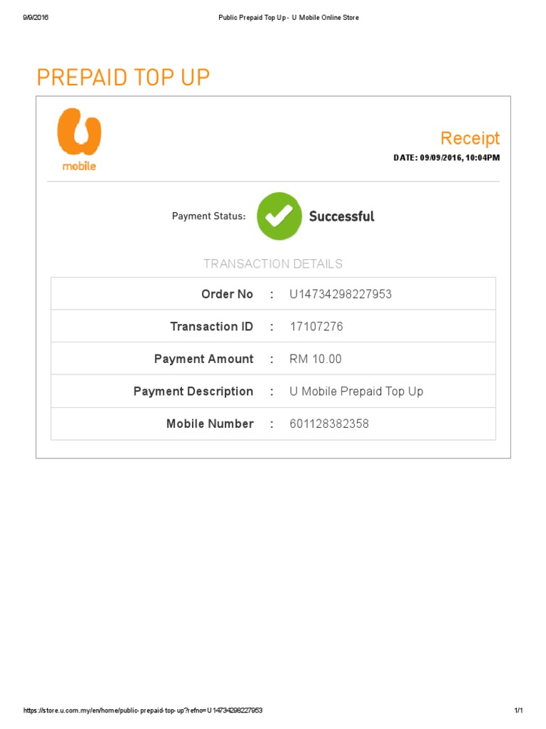 Public Prepaid Top Up - U Mobile Online Store | PDF