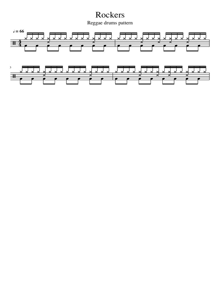 Rockers: Reggae Drums Pattern | PDF