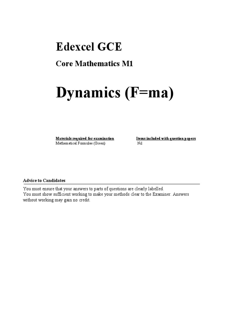 m1 Dynamics Fma | PDF | Tension (Physics) | Force
