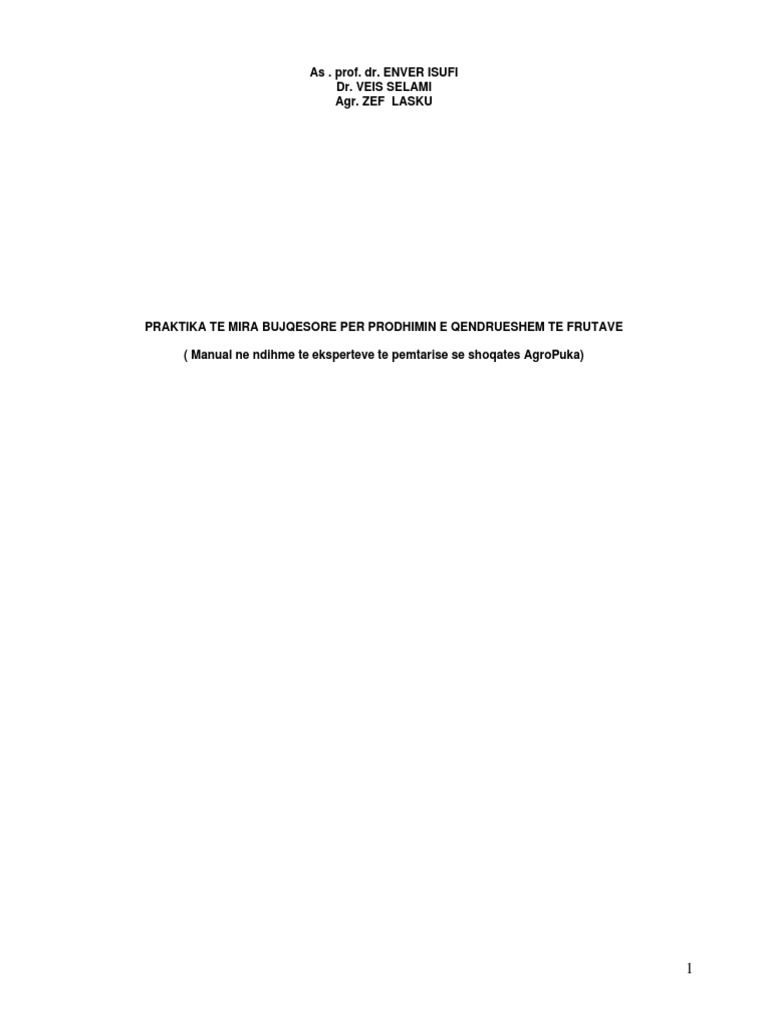 Praktika Te Mira Bujqesore Per Prodhimin E Qendrueshem Te Frutave Pdf Pdf