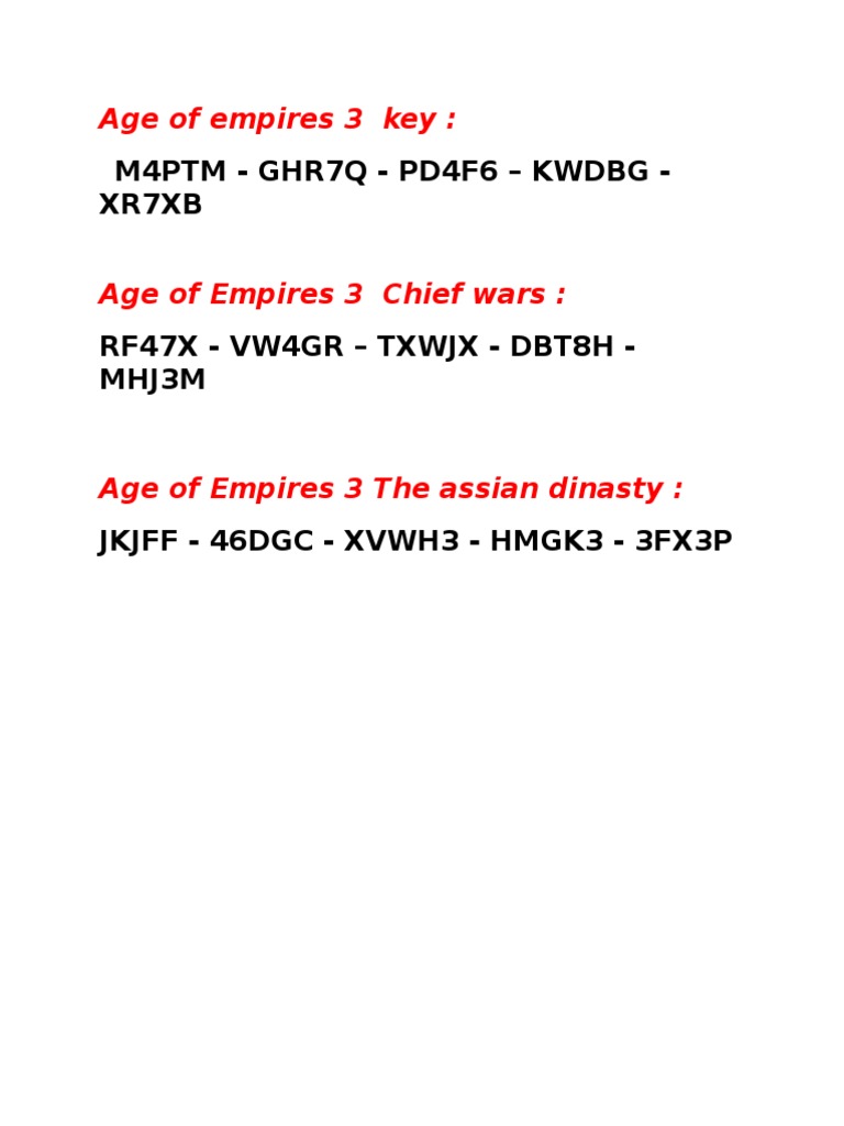 Age of Empires 3 KeyS | PDF