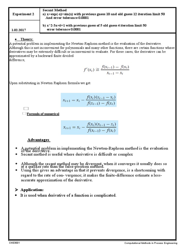 Secant Method | PDF | Derivative | Applied Mathematics Secant Method | PDF | Derivative | Applied Mathematics