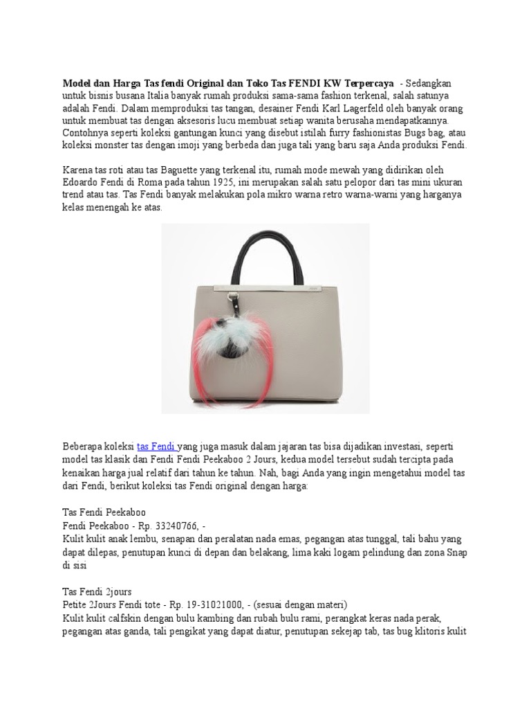 Model Dan Harga Tas Fendi Original Dan Toko Tas FENDI KW Terpercaya ...