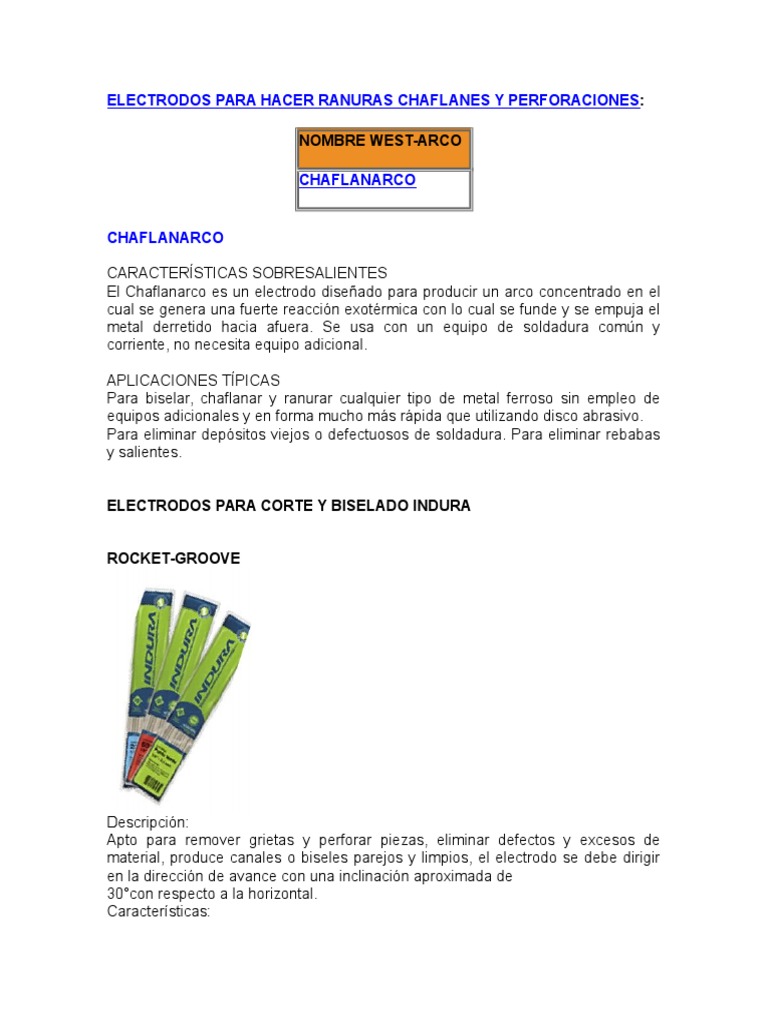Electrodos para Bisel, Corte y Chaflan | PDF | Soldadura | Construcción