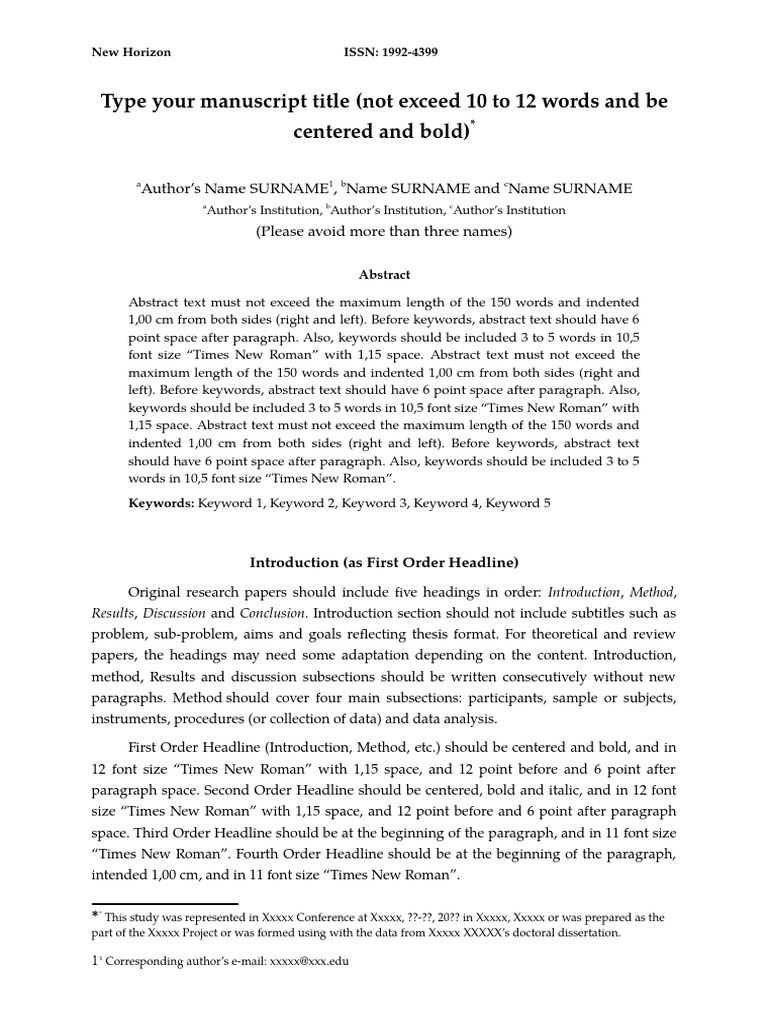 Manuscript Sample | PDF | Times New Roman | Thesis