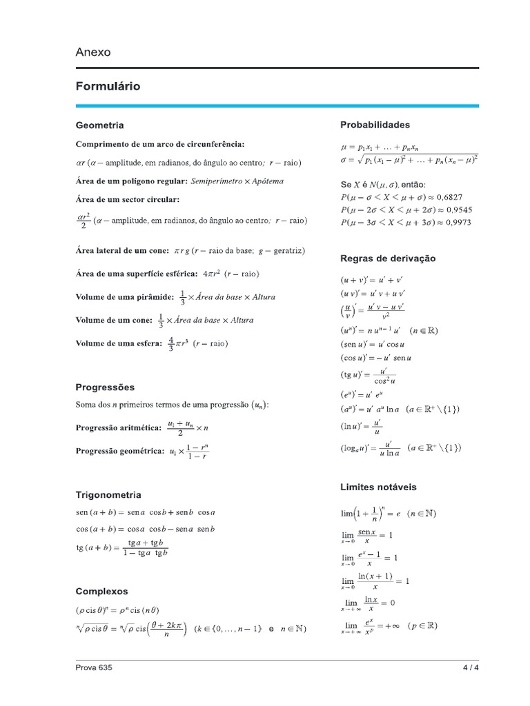 Formulário Matemática A 12º 2017