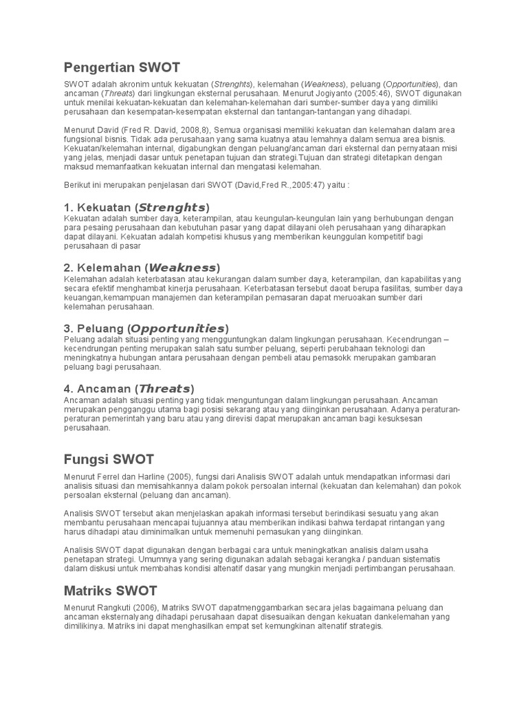 Pengertian SWOT | PDF
