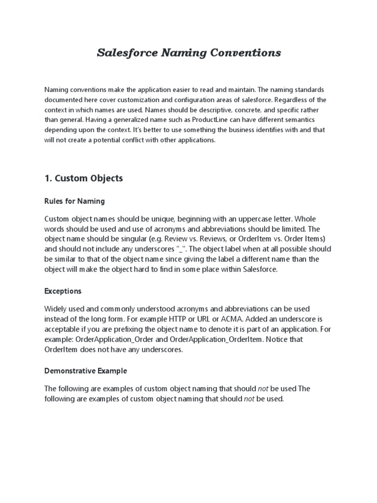 Salesforce Naming Conventions Pdf Acronym Letter Case