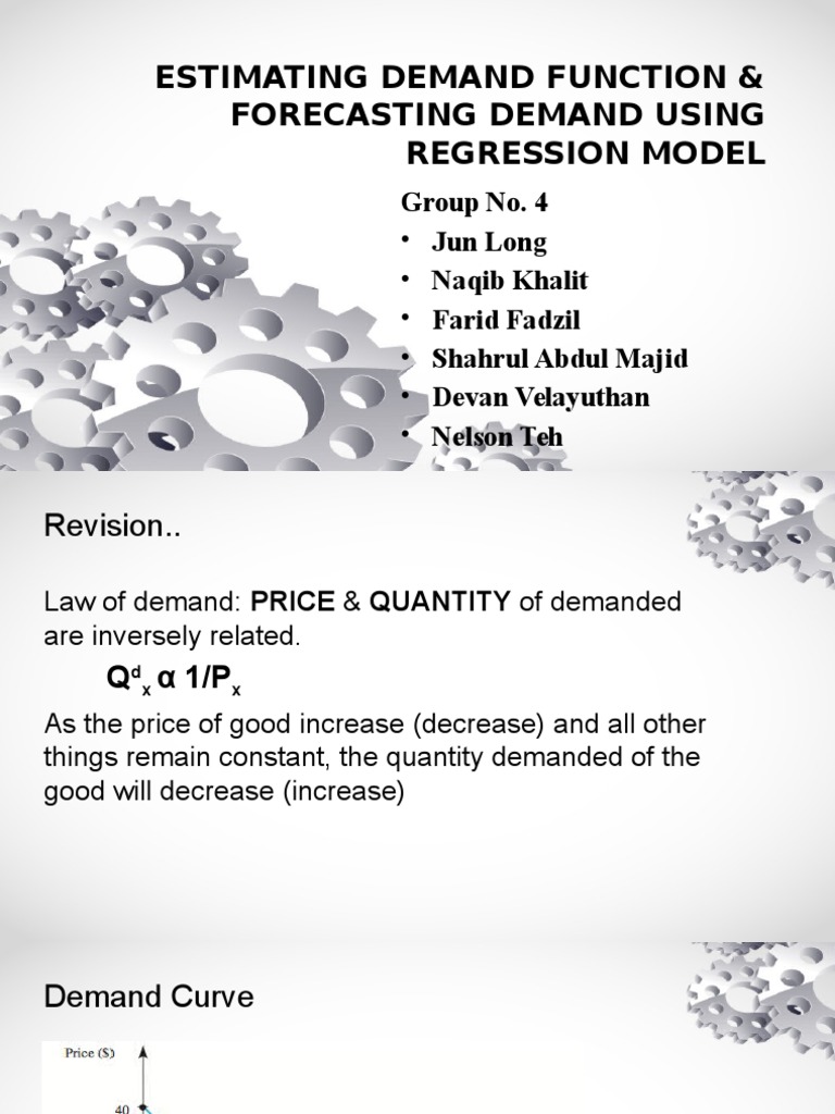 Estimating Demand Function & Forecasting Demand Using Regression Model | Download Free PDF ...