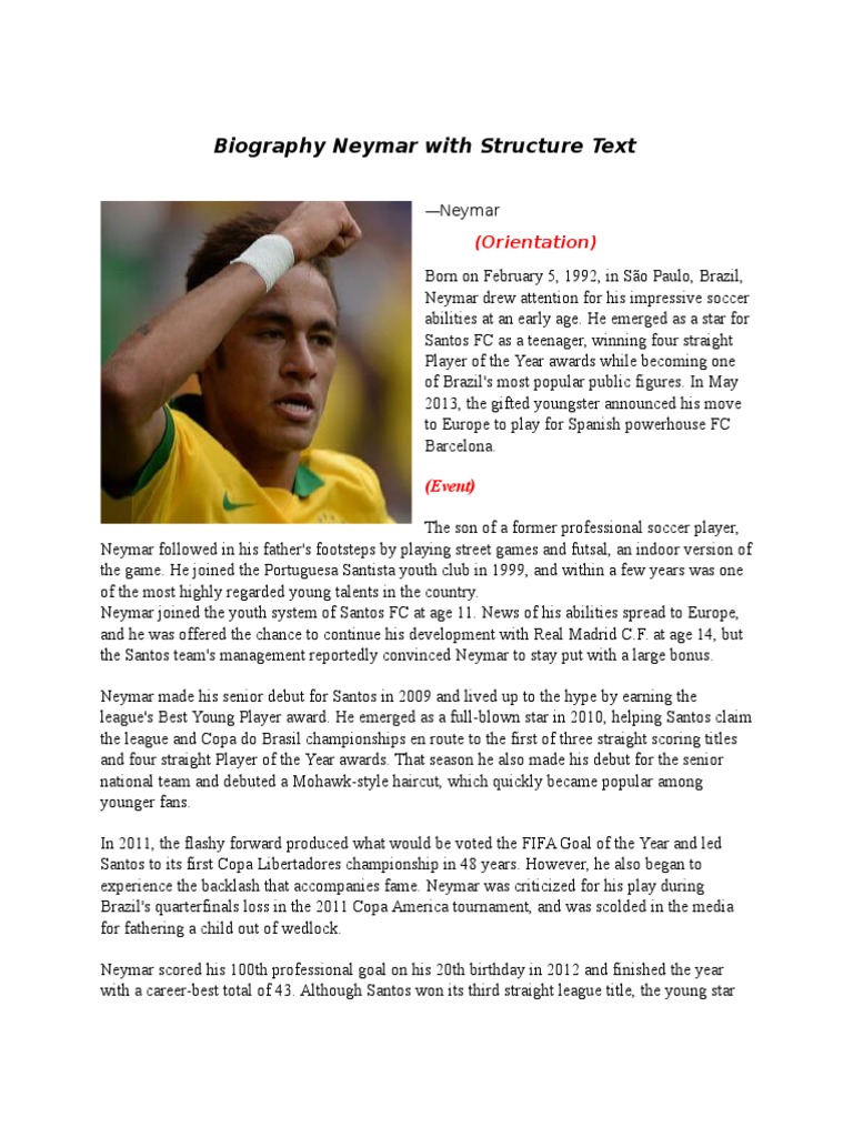 Biography Neymar | PDF | Team Sports | Association Football Teams
